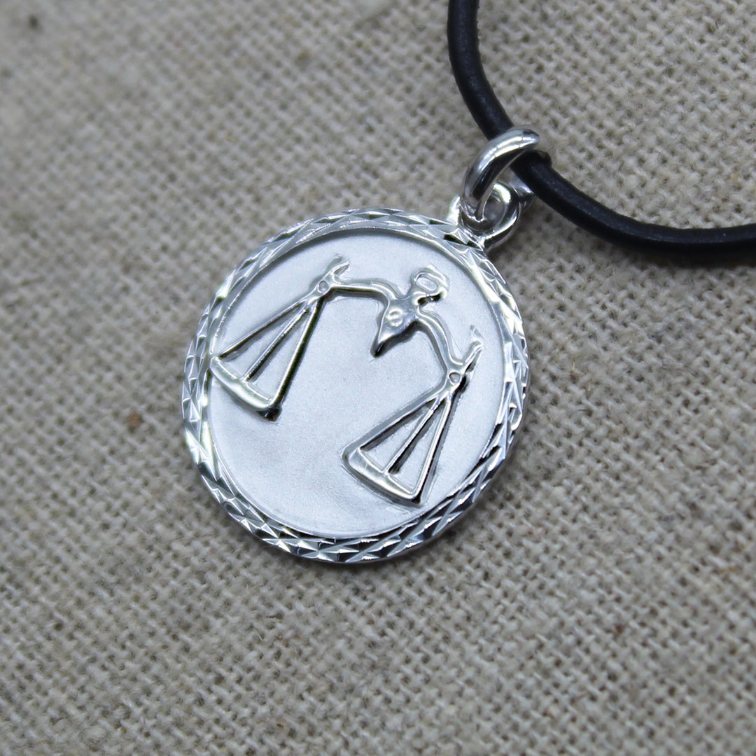 925 Sterling Silver Libra Zodiac Sign Pendant With or Without Leather ...