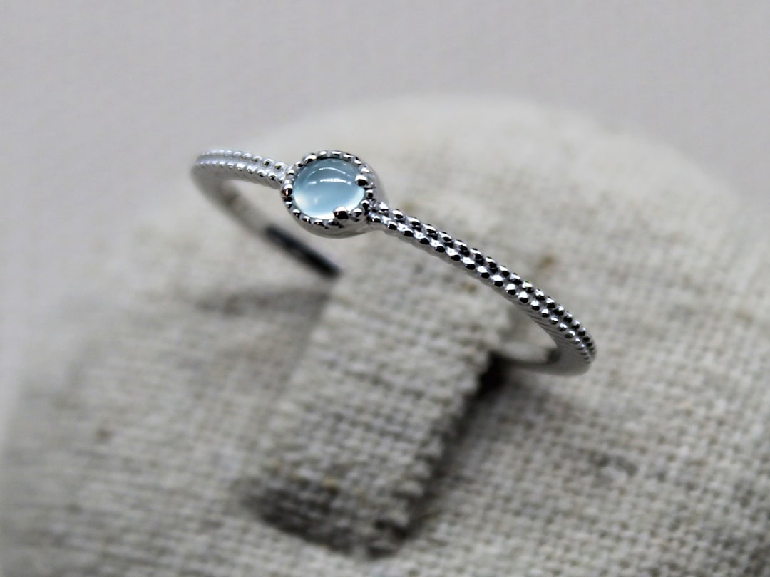 Small Blue Agate Ring, 925 Silver Ring, Minimalist Ring, Stone Ring ...
