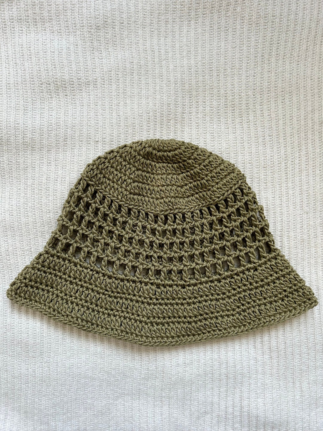 Sage Green Crochet Bucket Hat, Summer Vacation Hat, Lightweight ...