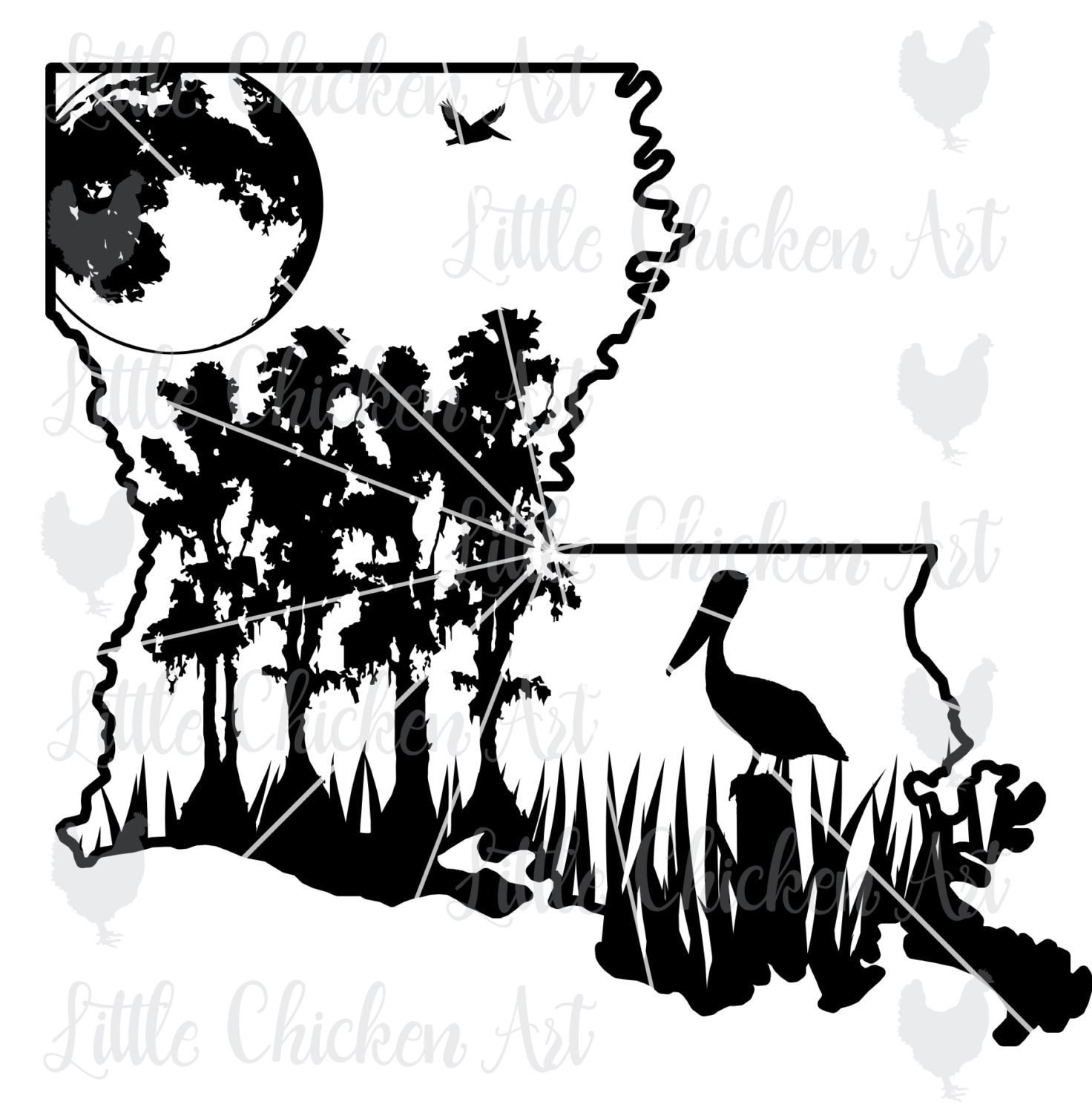 Louisiana Swamp Scene, Cut File / Clip Art, Silhouette, Cricut ...