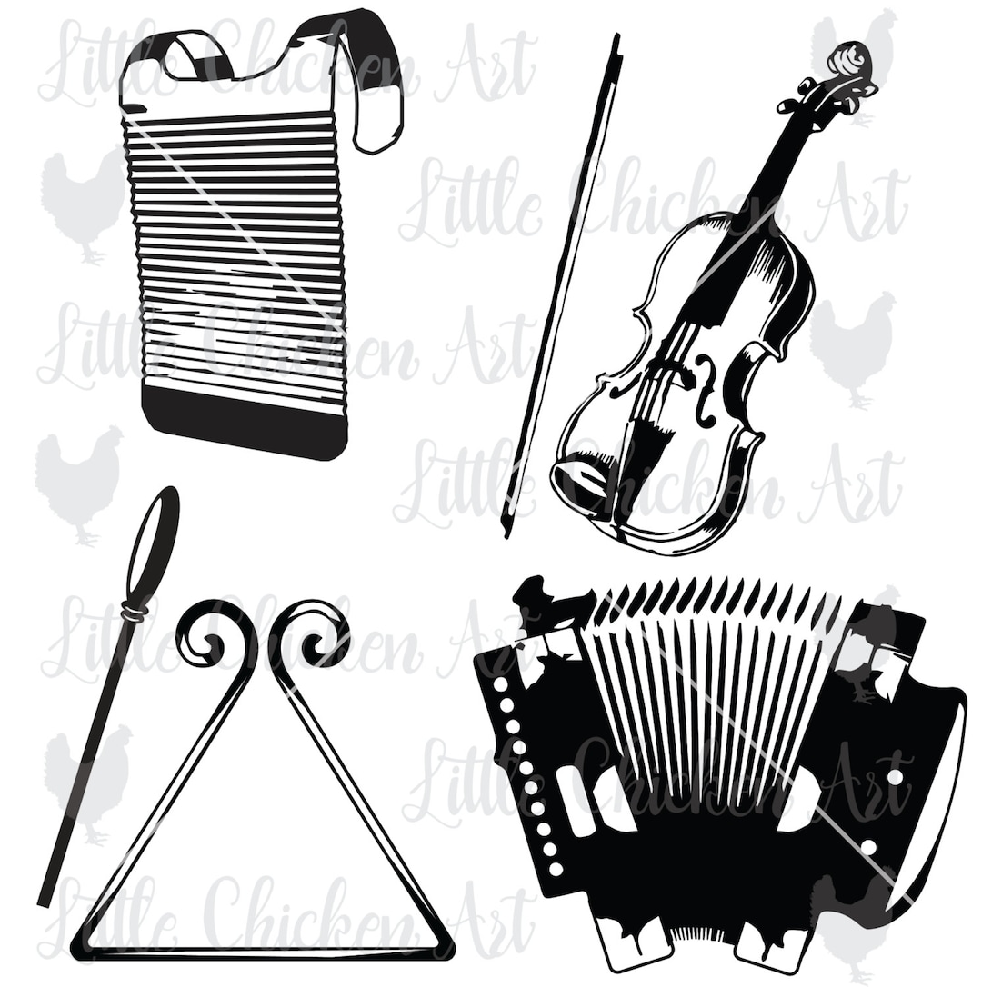 Cajun Musical Instruments, Cut File, Clip Art, SVG, Silhouette Cameo ...