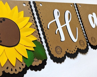 Sunflower Happy Birthday Banner - Etsy