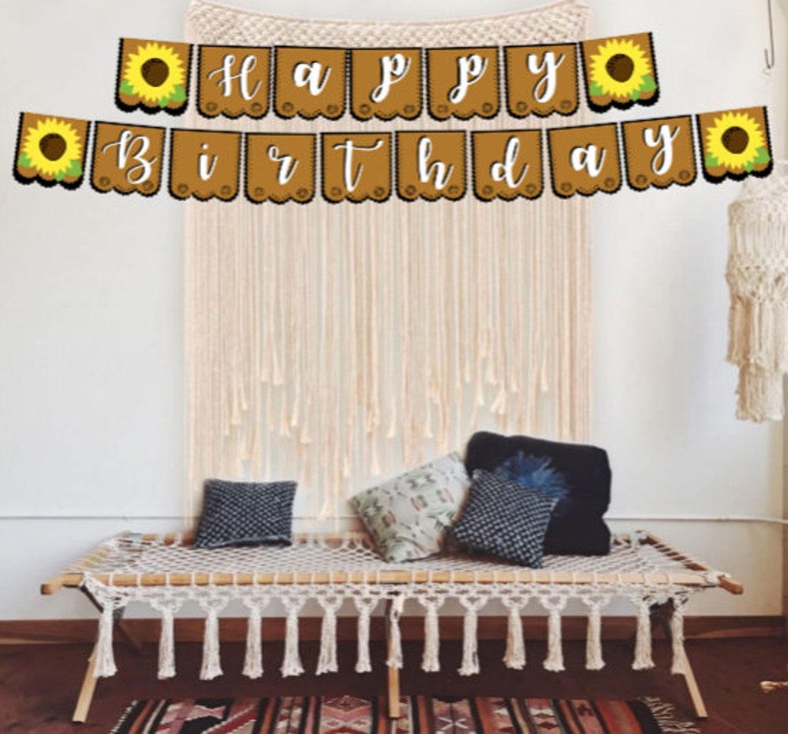 Sunflower Happy Birthday Banner - Etsy