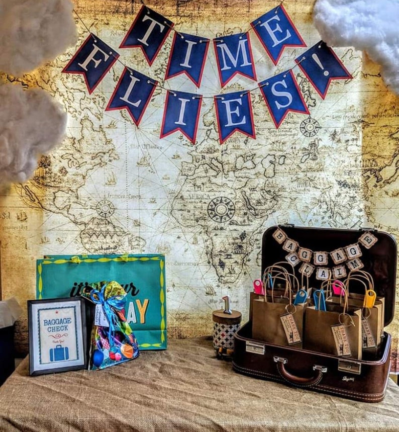 Time Flies Vintage Airplane Party Banner - Etsy
