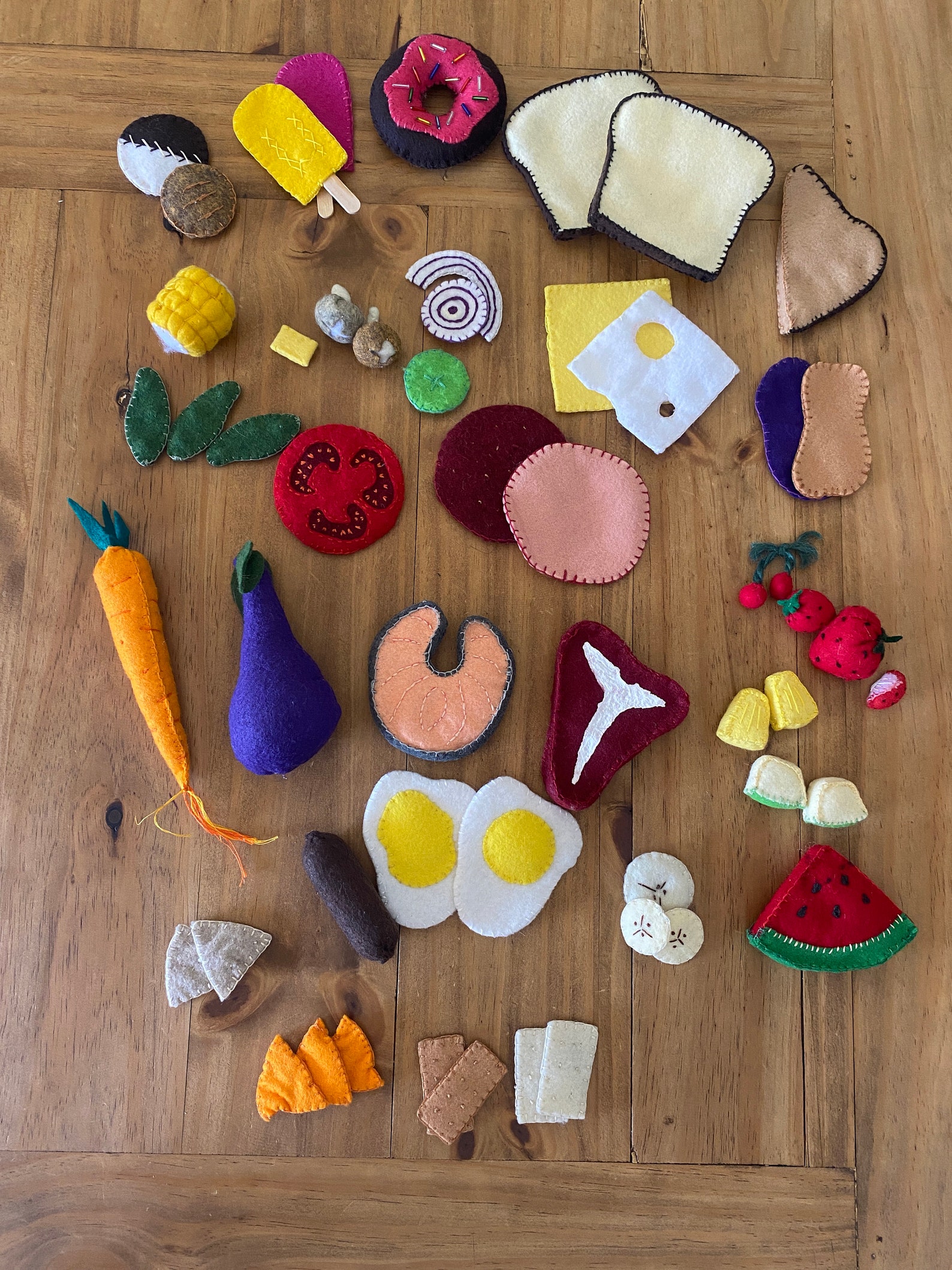 Wool Felt Food 50 Piece Set Play Foods Handmade Hand Stitched - Etsy