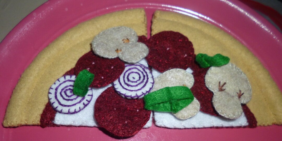 Wool Felt Pizza for 2 Play Foods Handmade Hand Stitched - Etsy