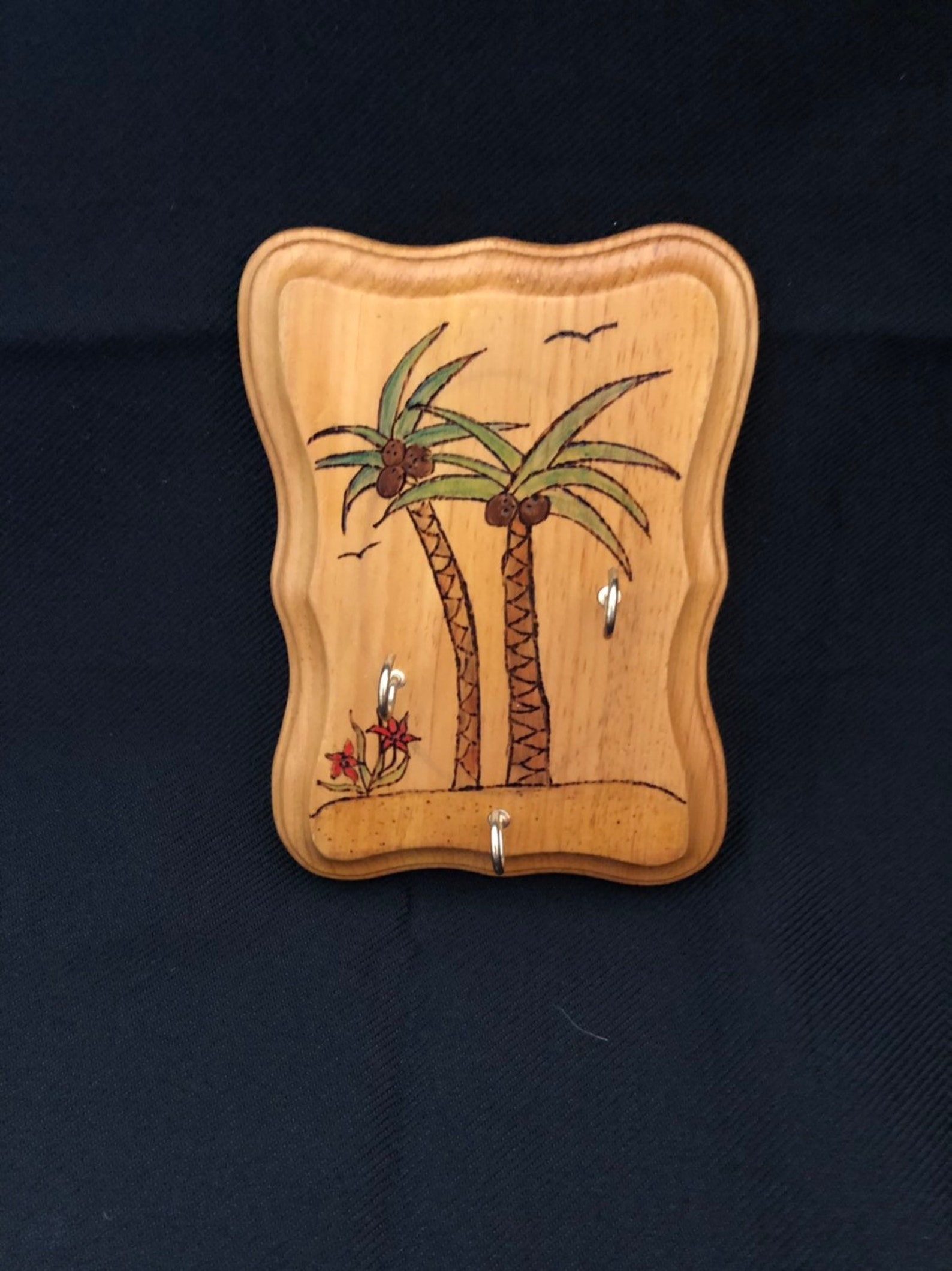 Wood Burned Palm Tree Key Holder - Etsy