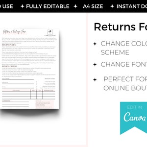Return of Goods Form, Return Form, Merchandise Return Form, Fashion ...
