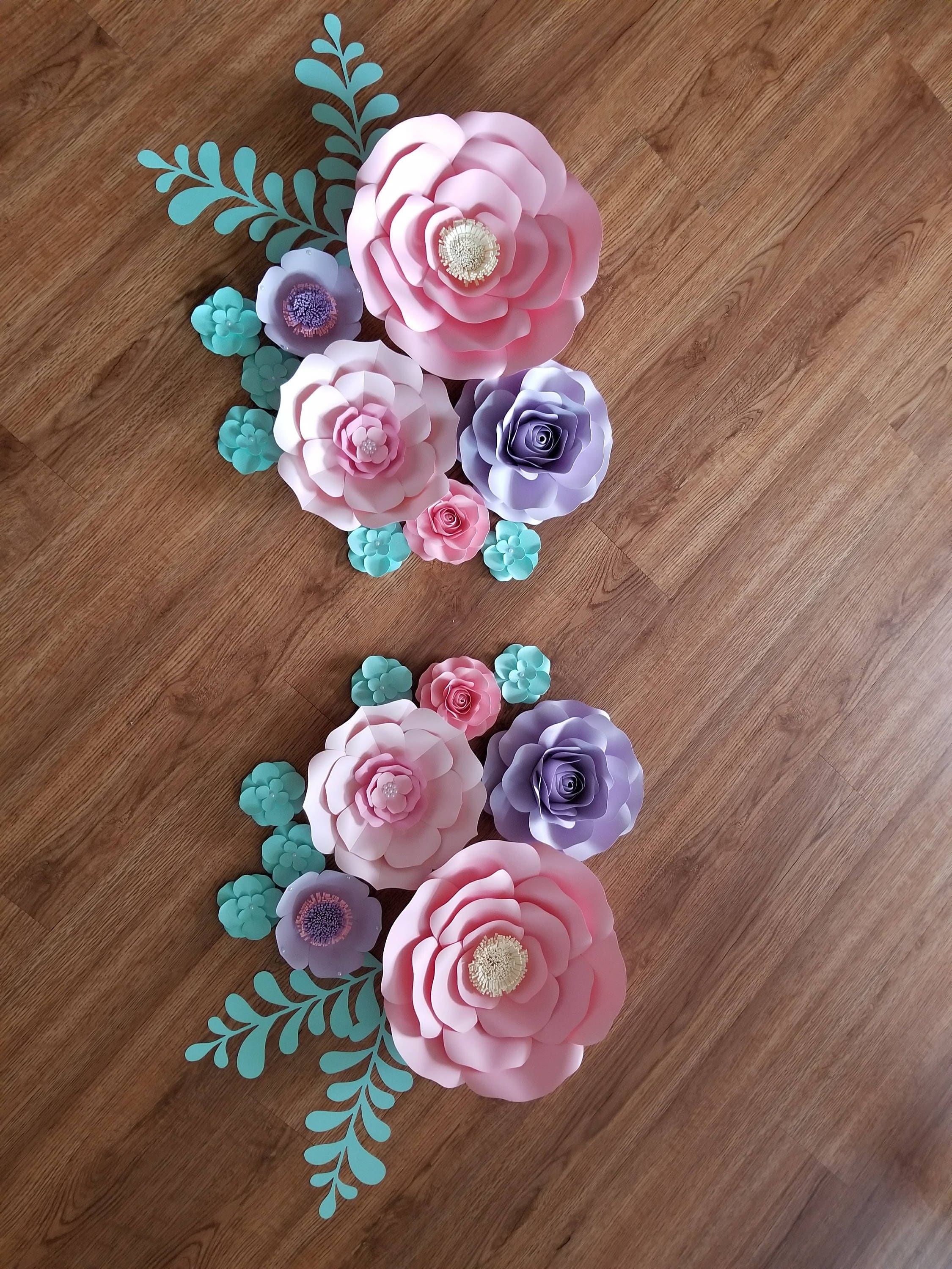 Set Paper Flowers Backdrops Personalized Wall Art Room | Etsy