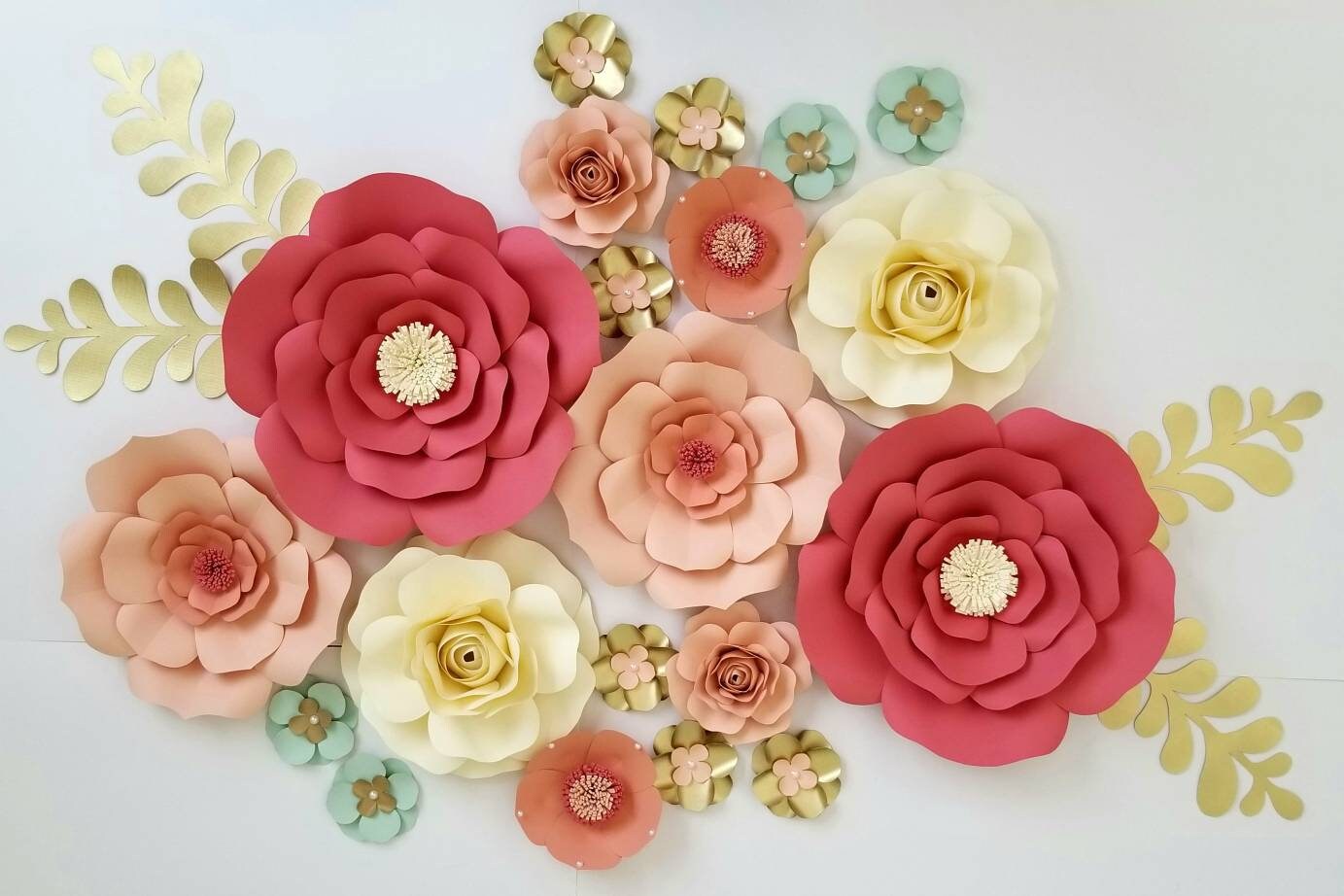 Set Paper Flowers Backdrops Personalized Wall Art Room - Etsy