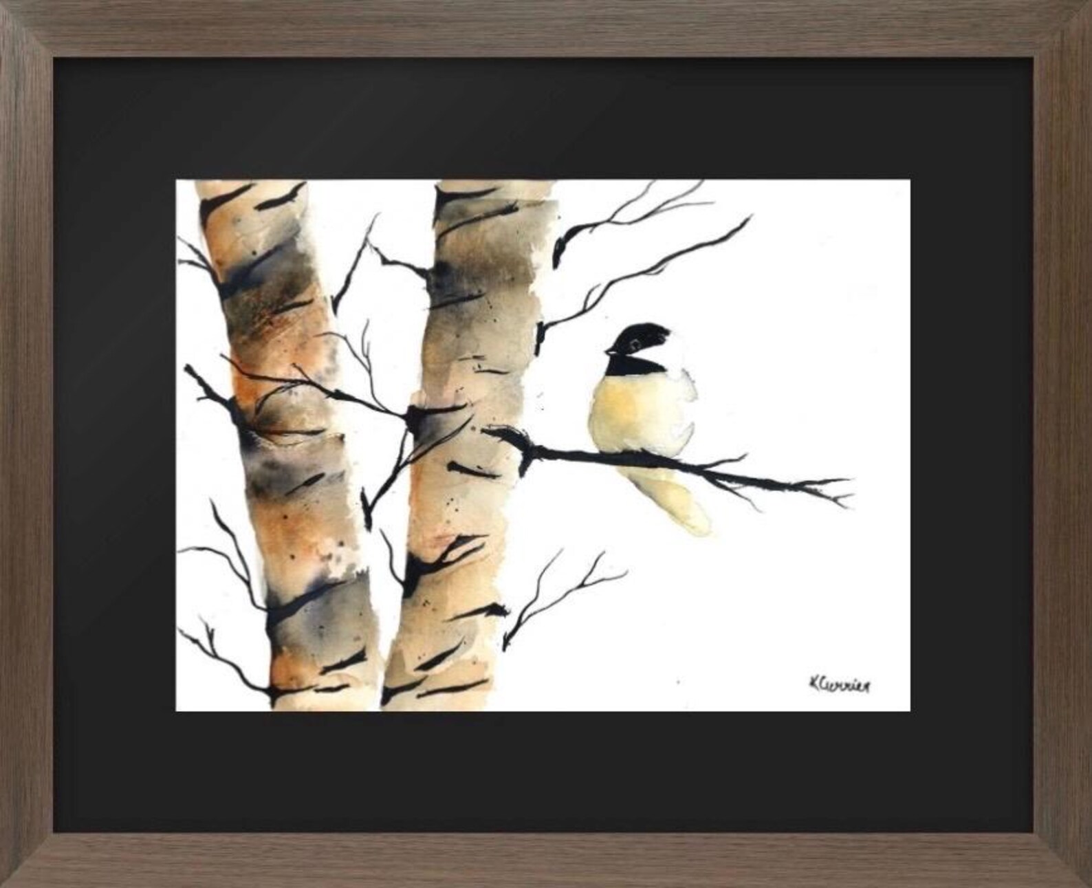 Chickadee in Birch Tree, Watercolor Print - Etsy
