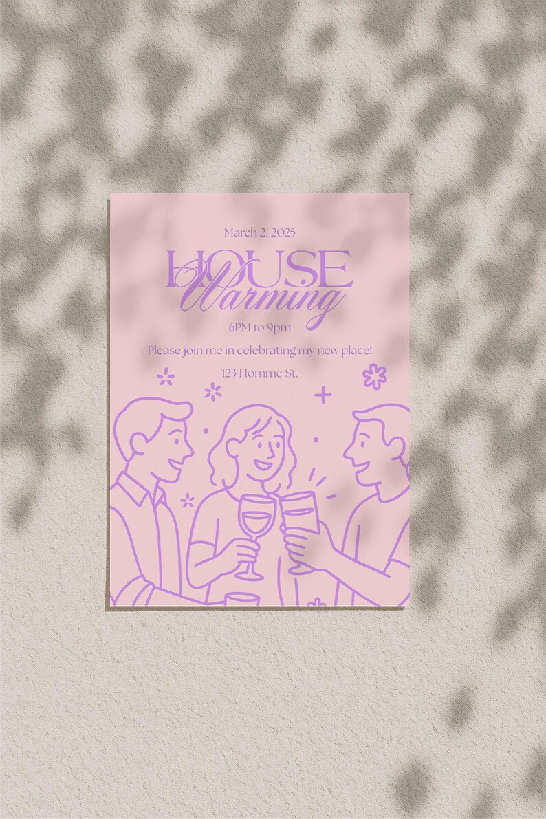 Editable Housewarming Invitation Template | Cute Pink Party Invite ...