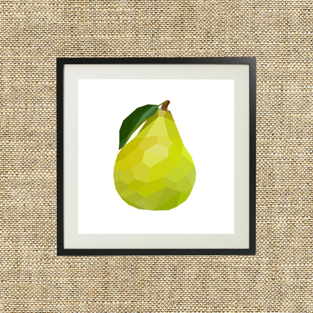 Pear Print, Pear Art, Pear, Low Poly Print, Geometric Print, Digital ...
