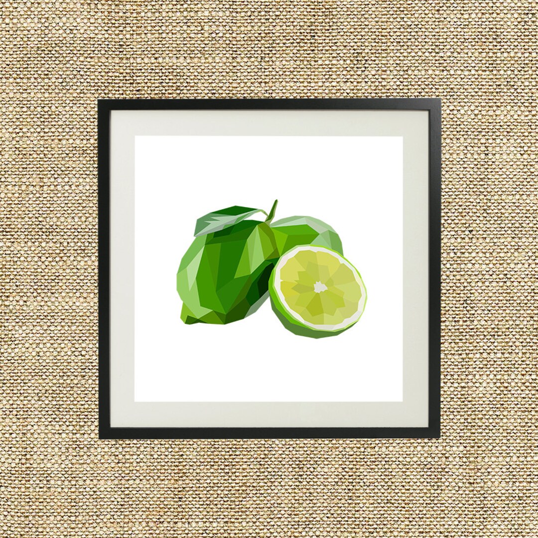 Lime print, lime art, limes, low poly print, geometric print, digital ...