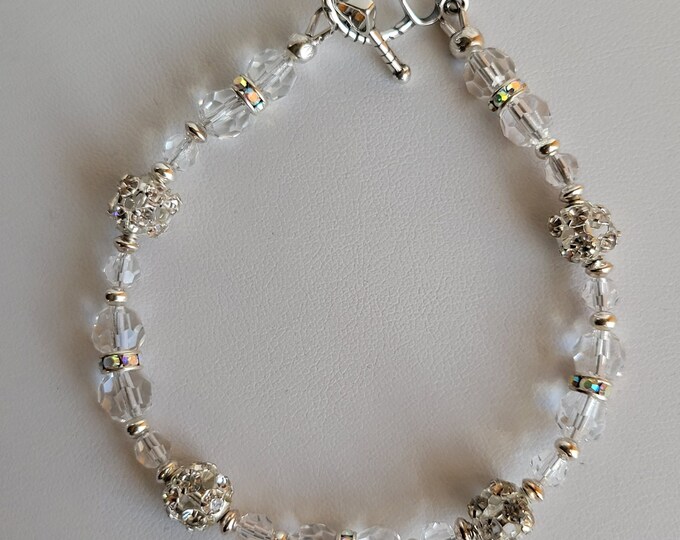 Clear Swarovski Crystal, Egyptian Glass & Sterling Bracelet #2312 - Etsy