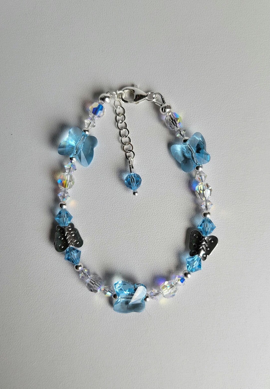 Swarovski Crystal Aquamarine Butterflies, Clear AB Swarovski Crystal & Sterling Silver ...