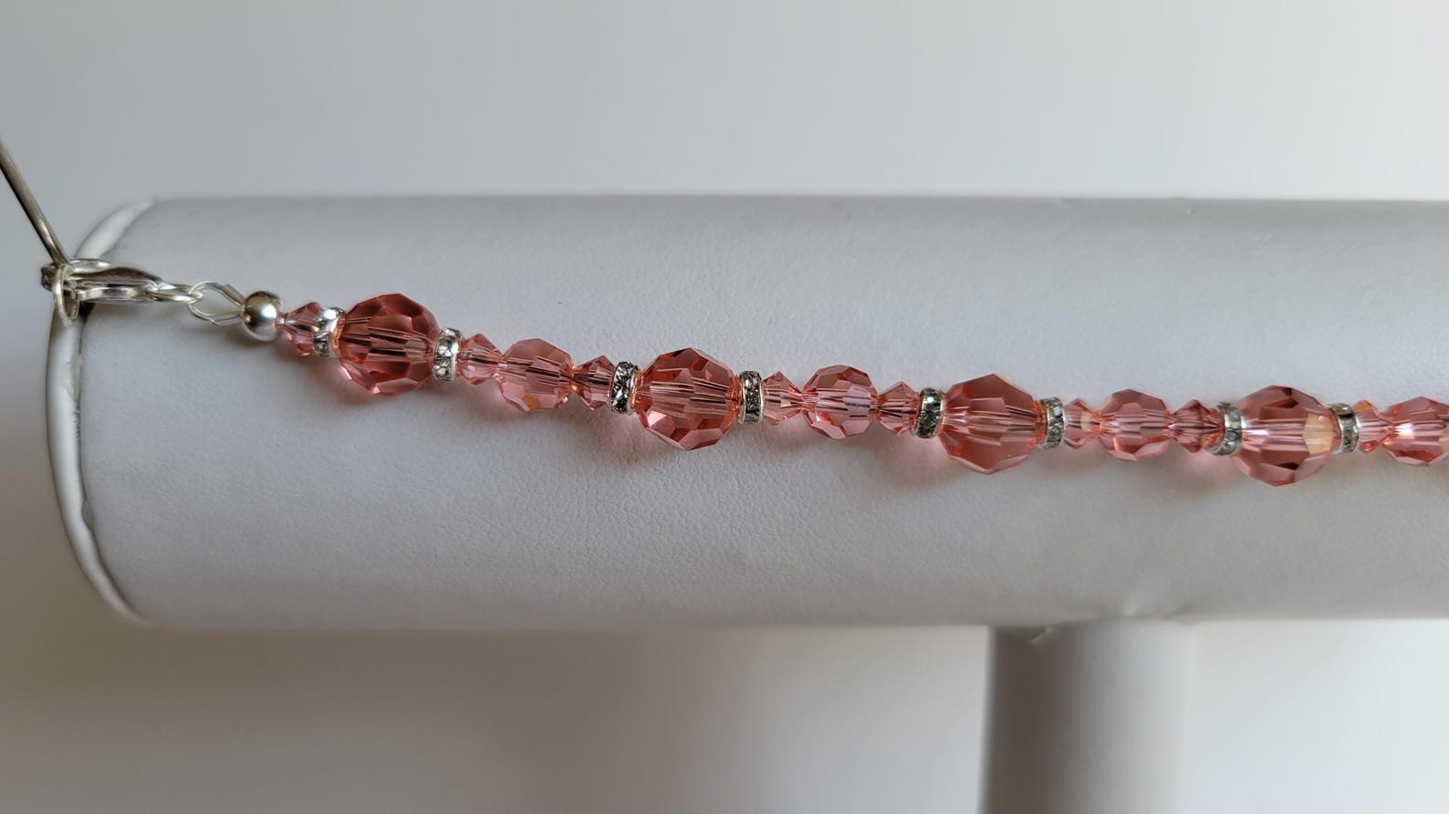 Rose Peach 1 (pink) Swarovski Crystal & Sterling Bracelet #2410 - Etsy