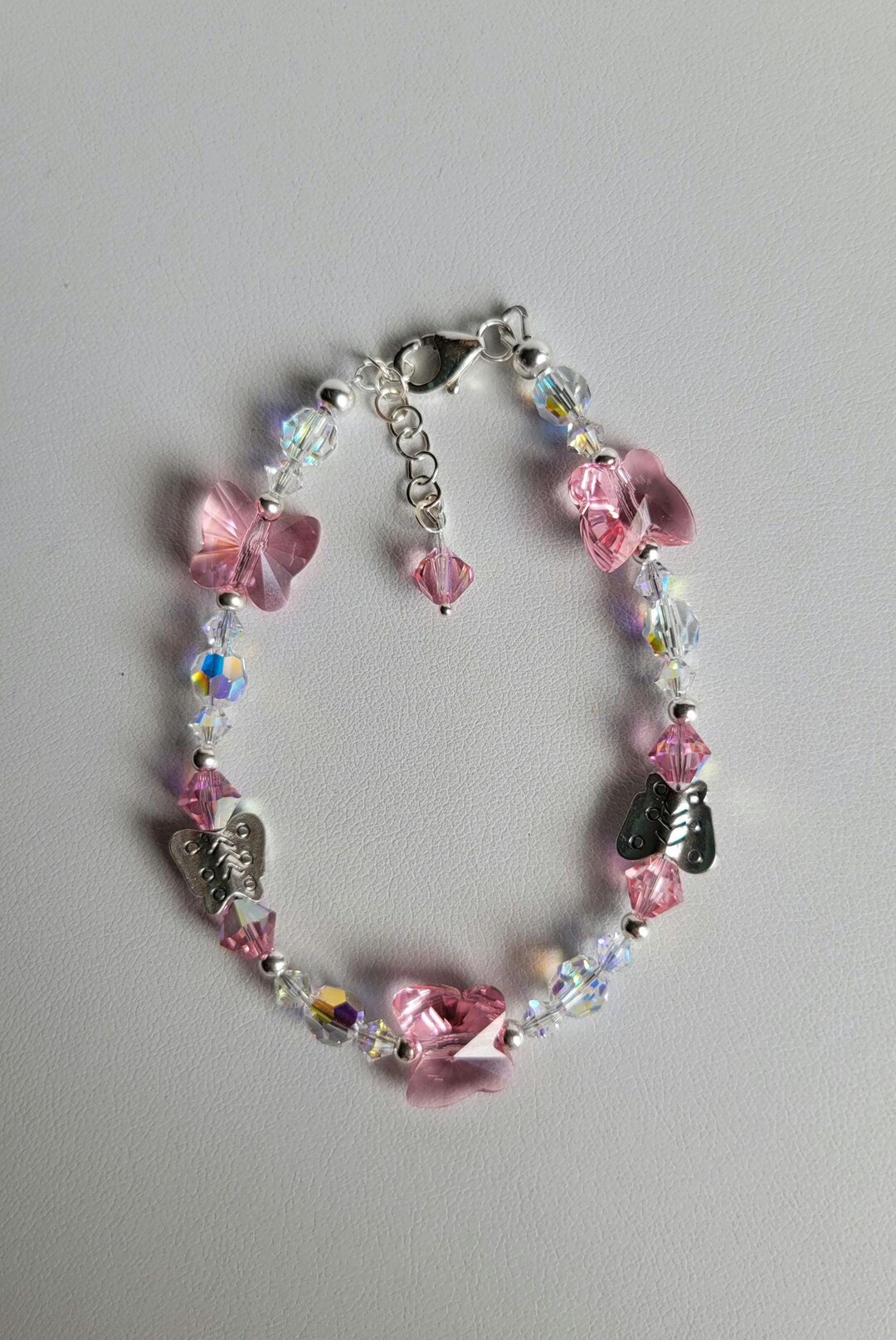 Swarovski Crystal Rose Butterflies, Clear AB Swarovski Crystal & Sterling Silver Butterflies ...