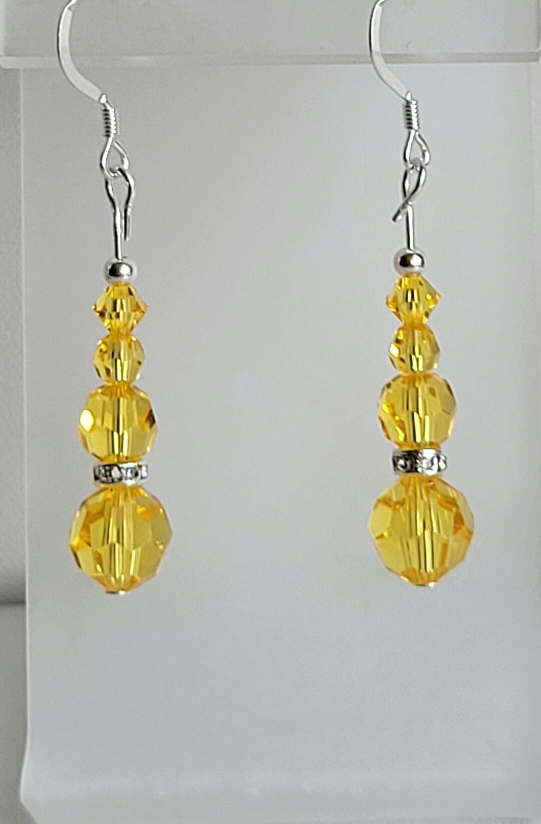 Lt. Topaz (yellow) Swarovski Crystal & Sterling Silver Earrings #2410 - Etsy