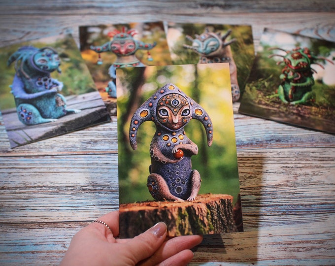 Set of 5 Postcards With Fantastic Alien Space Art Doll Clay - Etsy