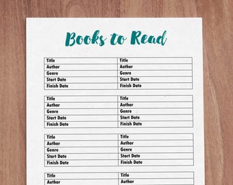 Books to Read Insert - Etsy