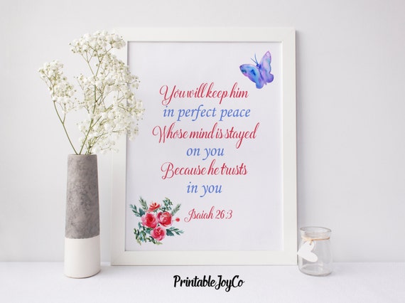 Christian Printable Isaiah 26:3 Printable Bible Verse Instant | Etsy