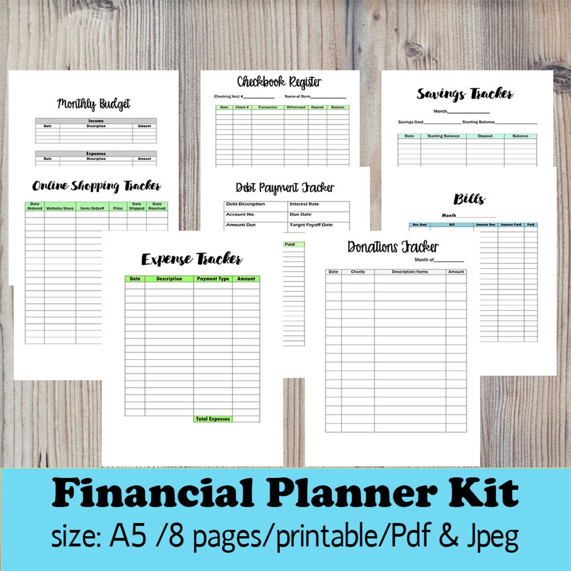 Financial Planner Monthly Bills Planner Insert A5 Planner Insert ...