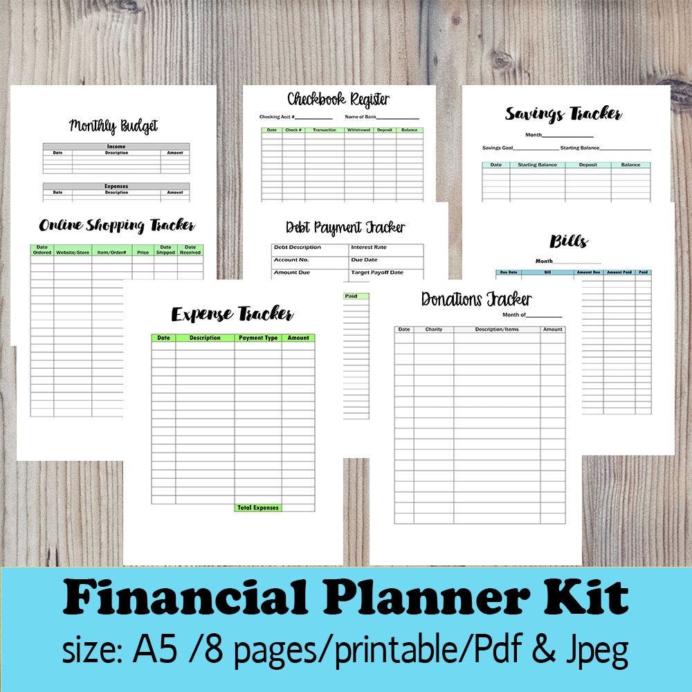 Financial Planner Monthly Bills Planner Insert A5 Planner Insert ...