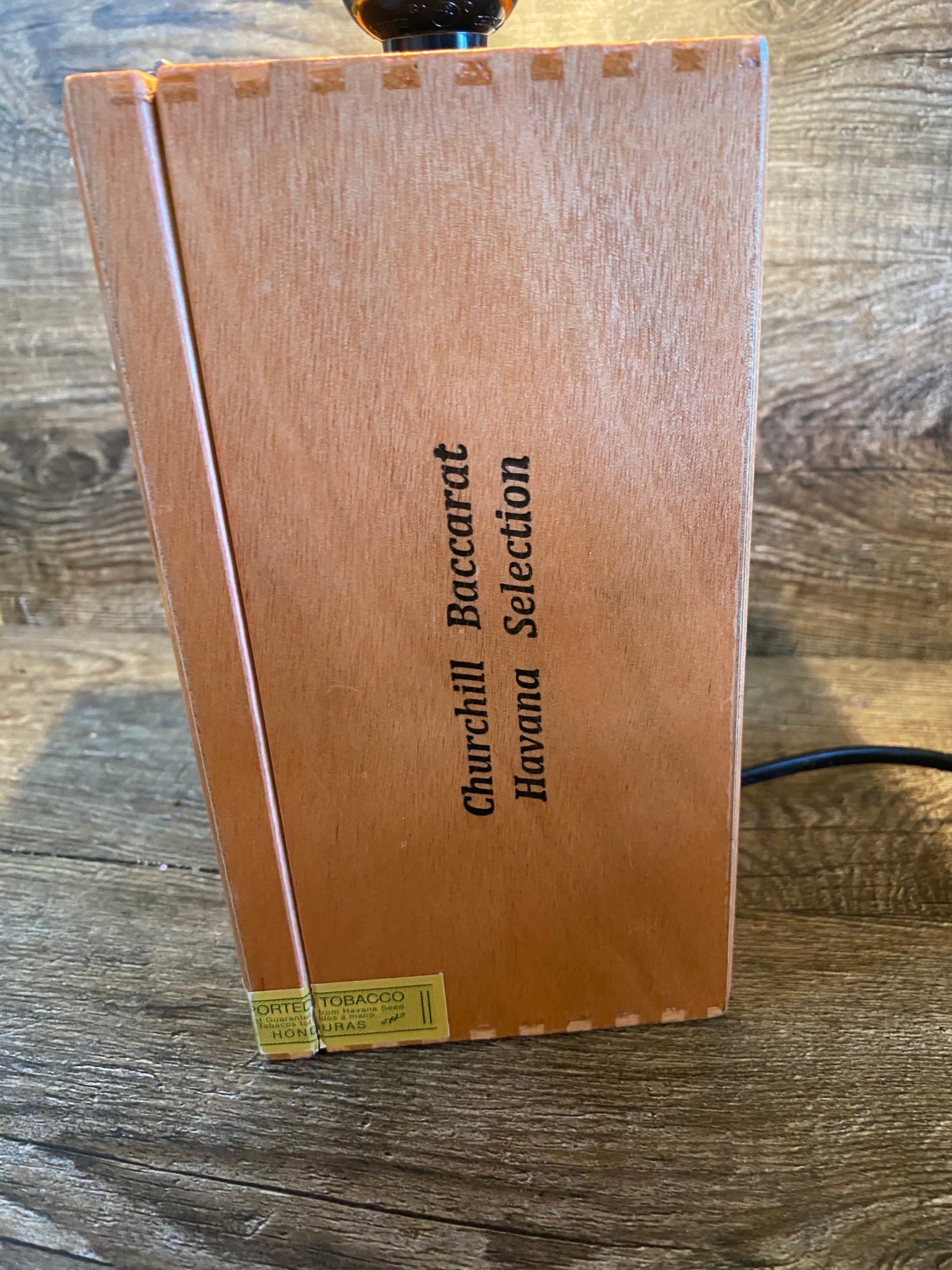 Upcycled Cigar Box Lamp Baccarat Cigars Honduras the Game Edison Bulb ...