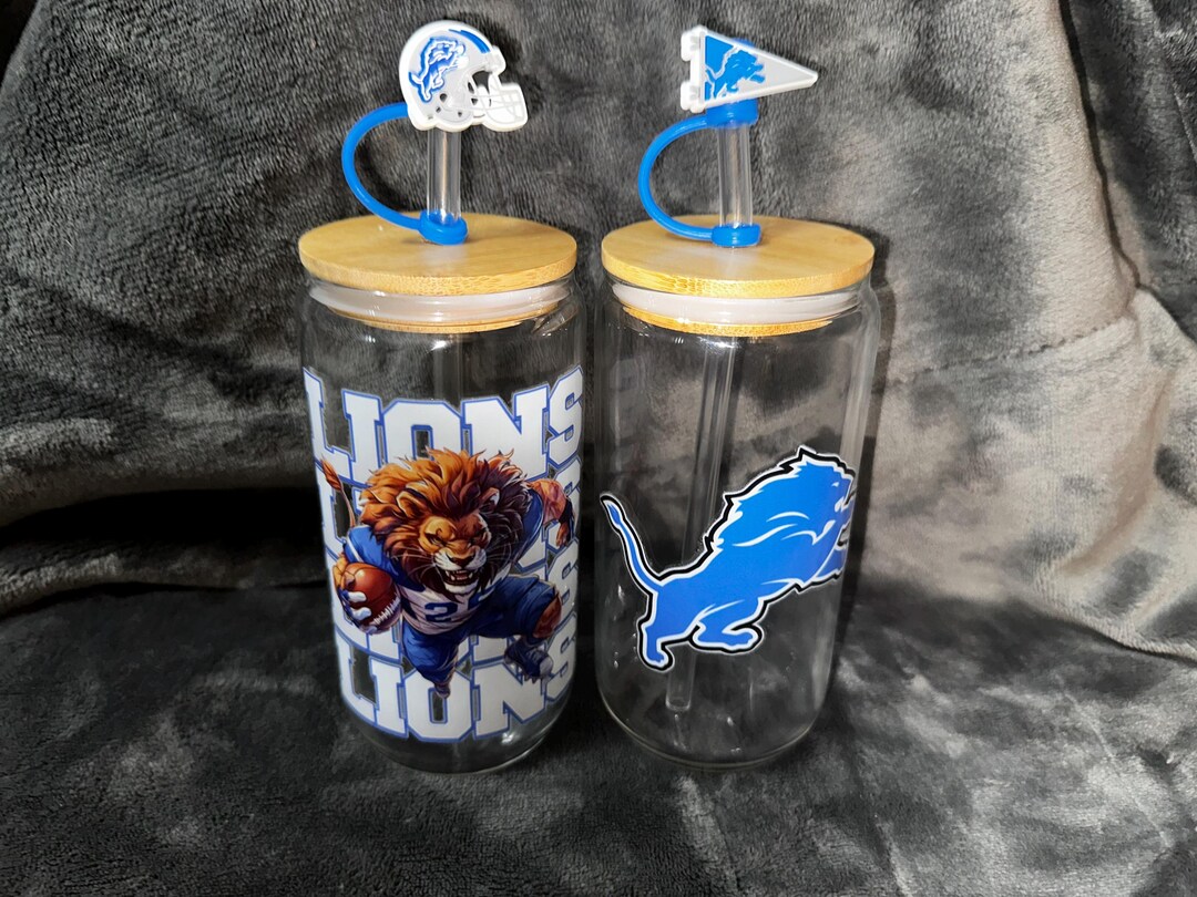 Lions Tumbler With Straw Topper - Etsy