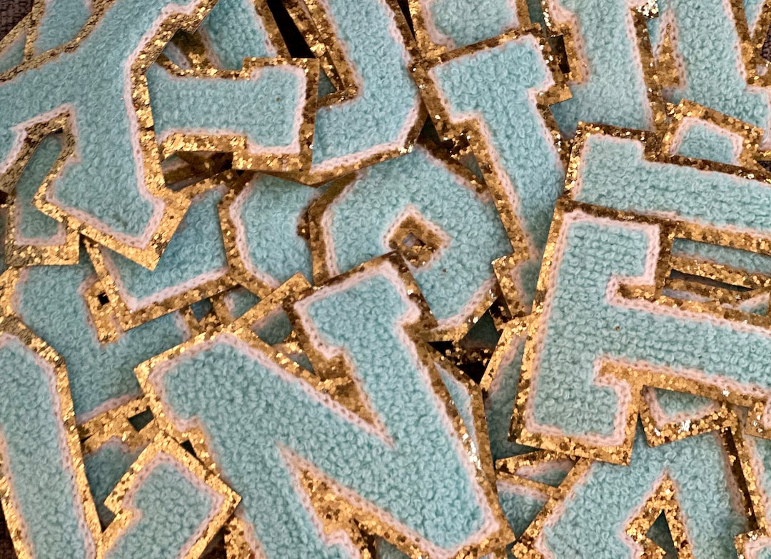 Aqua Chenille Letter Patch/3.1" Chenille Patch/aqua Chenille Patch - Etsy