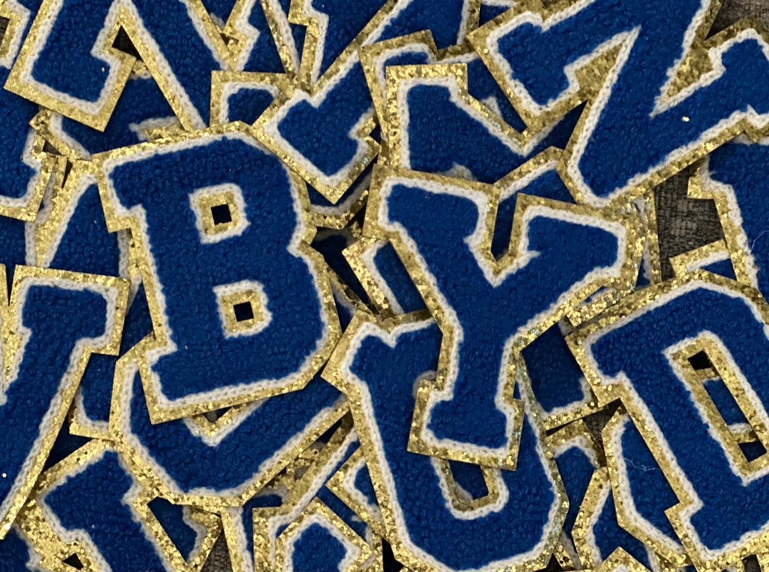 Blue Chenille Letter Patch/3.1" Chenille Patch/blue Chenille Patch - Etsy