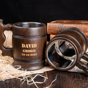 Engraved Beer Mug, Wooden Beer Mug, Beer Cup, Engraved Beer Stein ...