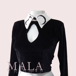 Crop Top Velvet Lunas, Dark, Goth, Gothic, Gothic Clothing, Moon Top ...