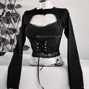 Crop Top Isabelle, Victorian, Gothic Top, Dark, Goth, Lace Top, Black ...