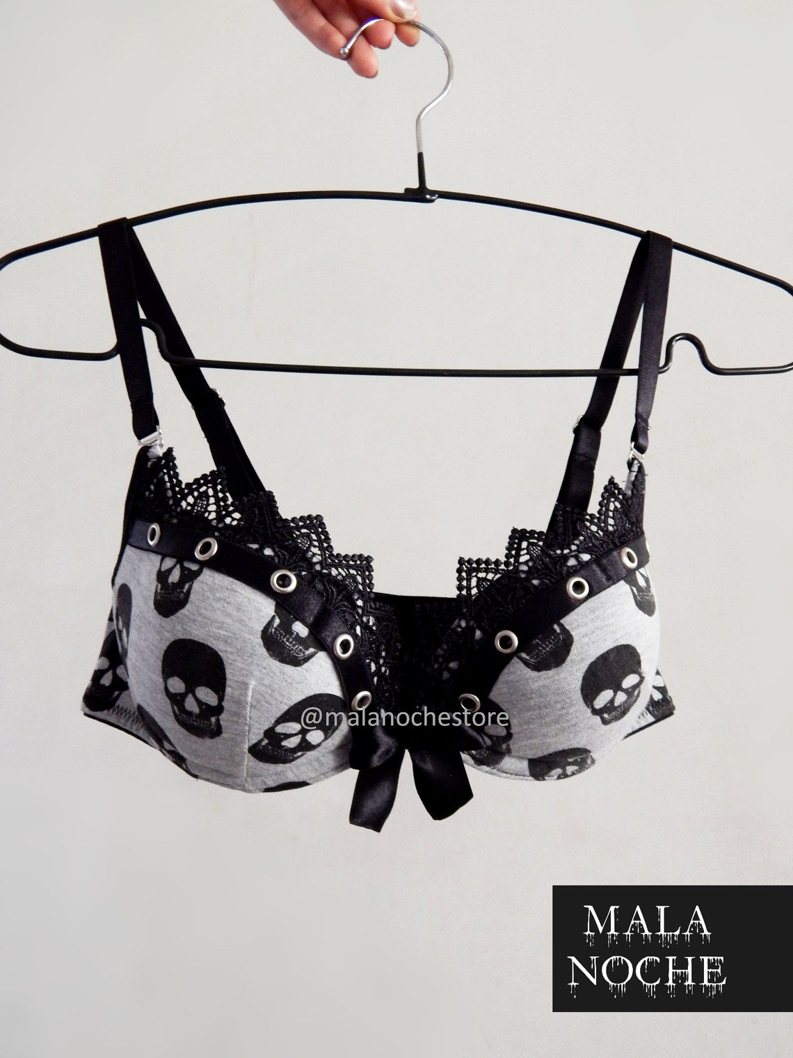 Bra Skull Grey Gothic Lingerie Dark Goth Bdsm Garter - Etsy