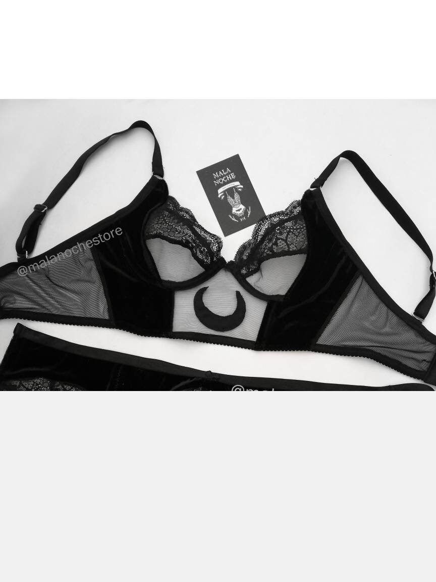 Bra Moon Mesh Lingerie Luxury Lingerie Velvet Lingerie - Etsy
