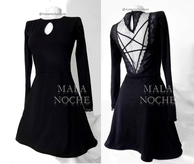 Dress Pentagram Black Short Dress Dress Mesh Goth Dress - Etsy