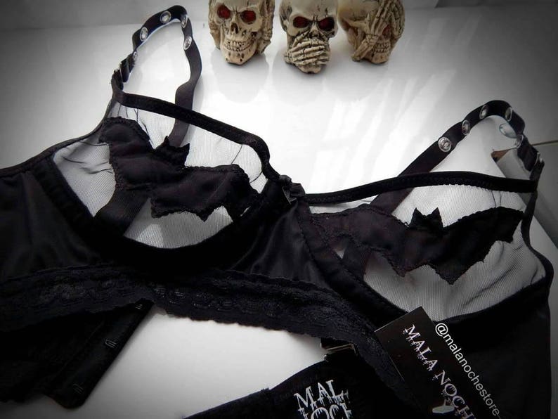 Bra Bats Mesh Bra Mesh Lingerie Bats Clothing Dark Witch - Etsy
