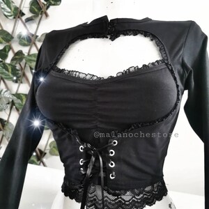 Crop Top Isabelle, Victorian, Gothic Top, Dark, Goth, Lace Top, Black ...