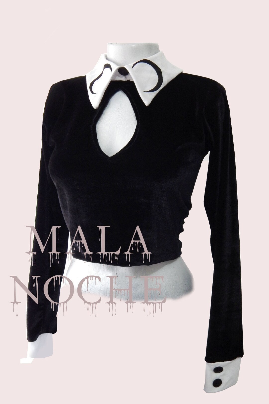 Crop Top Velvet Lunas, Dark, Goth, Gothic, Gothic Clothing, Moon Top ...