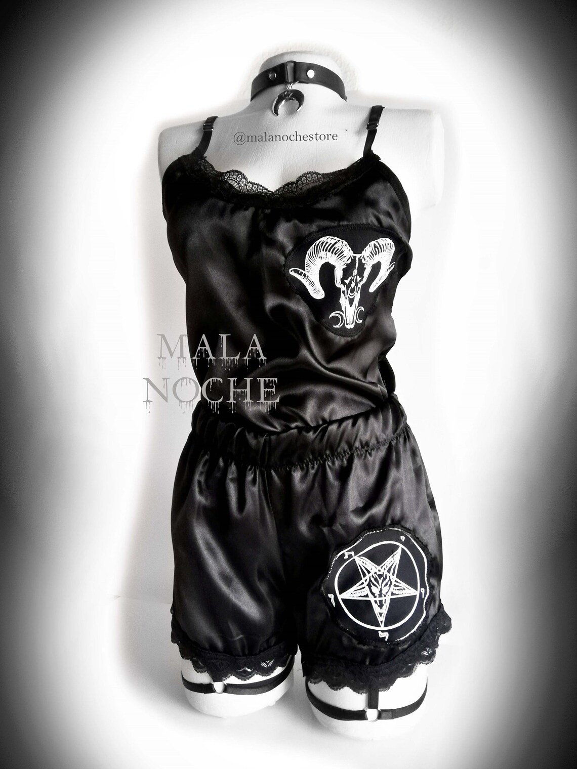Black Satin Pajama Antonia Pajama Black Pajama Gothic - Etsy