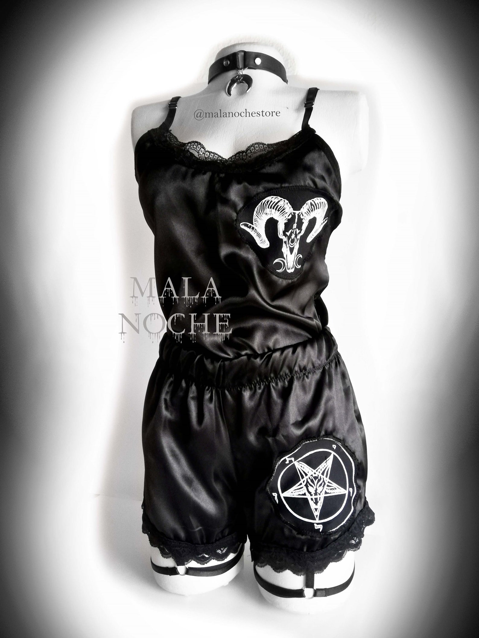 Black Satin Pajama Antonia Pajama Black Pajama Gothic - Etsy