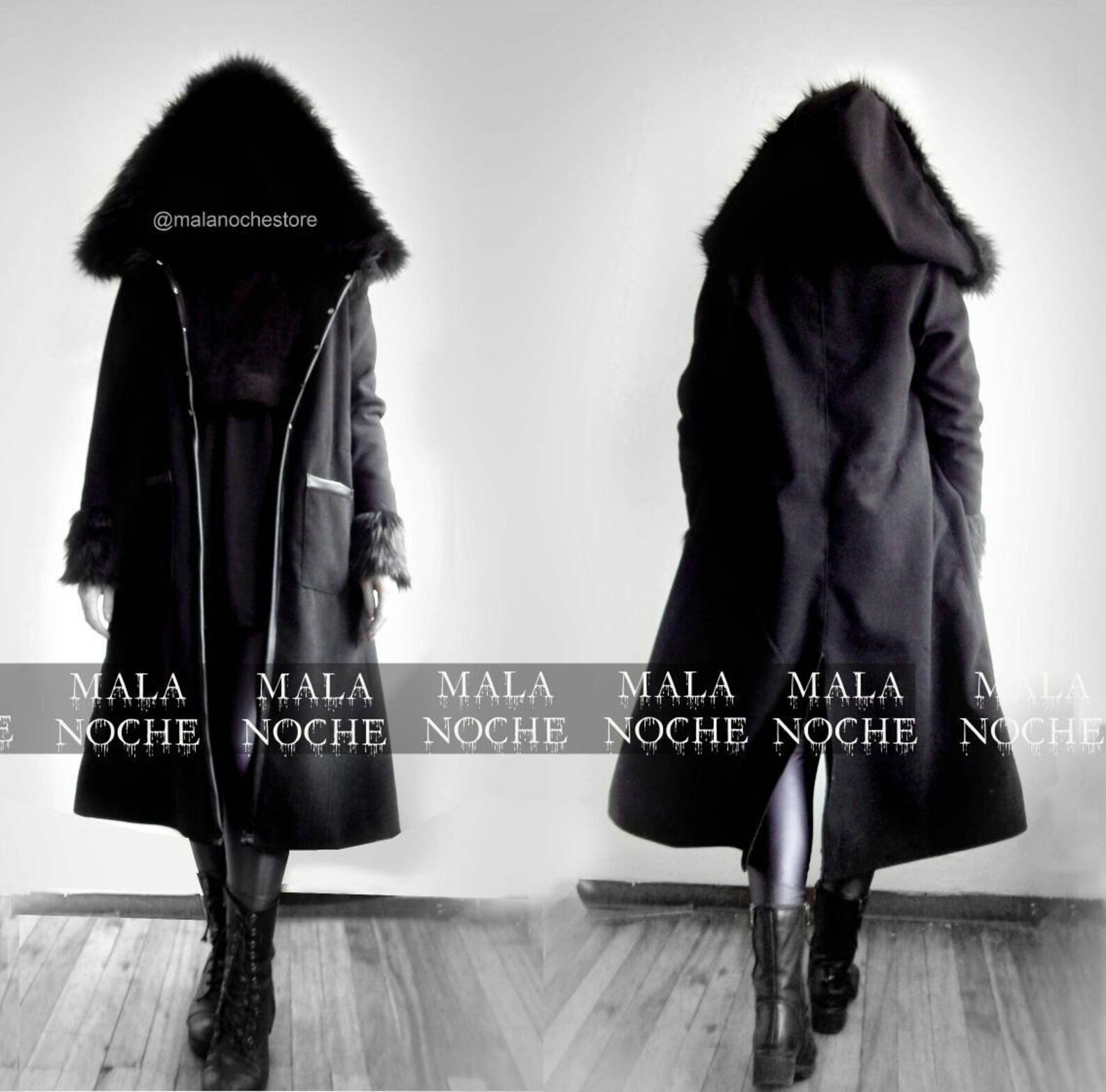 Coat Blade Coat Goth Oversize Hood Coat Fuzzy Dark Coat | Etsy