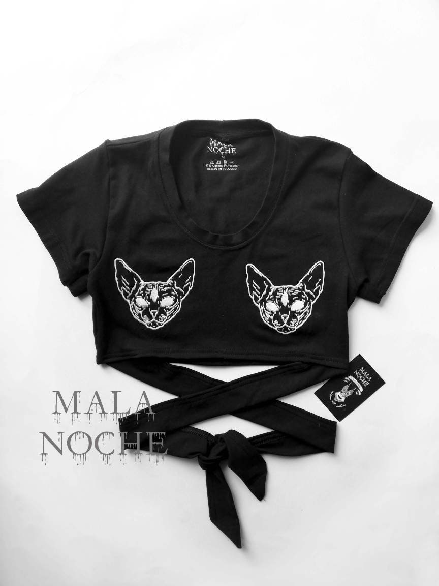 Crop Top Felinda Sphynx Crop Top Cat Short Cat Top Goth - Etsy