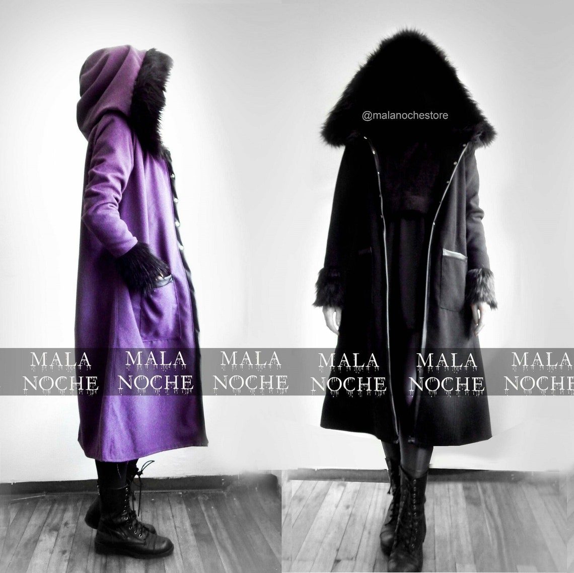 Coat Blade Coat Goth Oversize Hood Coat Fuzzy Dark Coat | Etsy