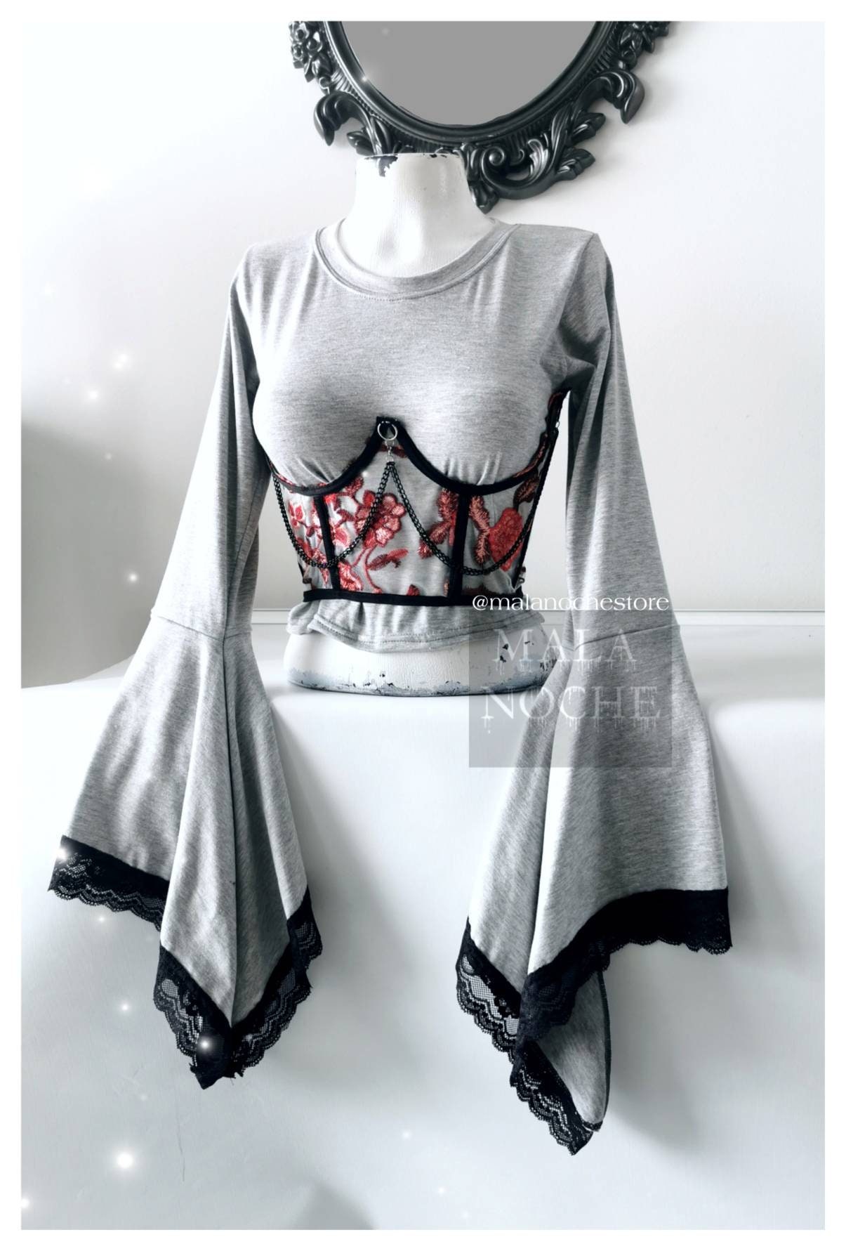 Crop Top Freya Grey T-shirt Witchy Witch Dark Goth | Etsy