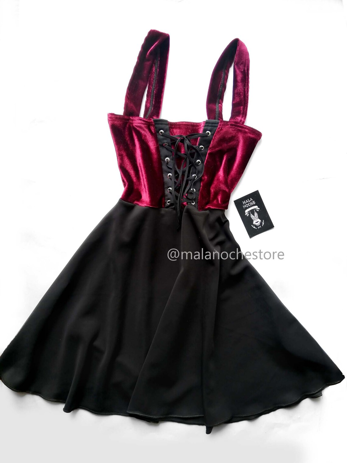 Dress LENORE Goth Dress Velvet Dress Goth Skater Dress - Etsy