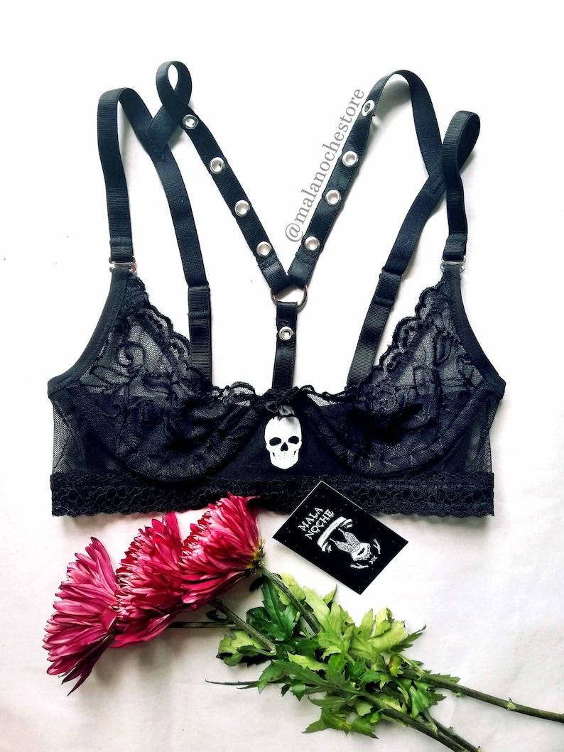 Bra Lace Skull Mesh Bra Body Harness Lace Bra Gothic | Etsy