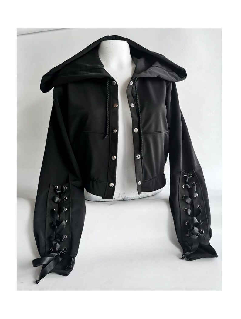 Crop Hoodie Dark Goth Hoodie Crop Top Crop Hoodie Black | Etsy